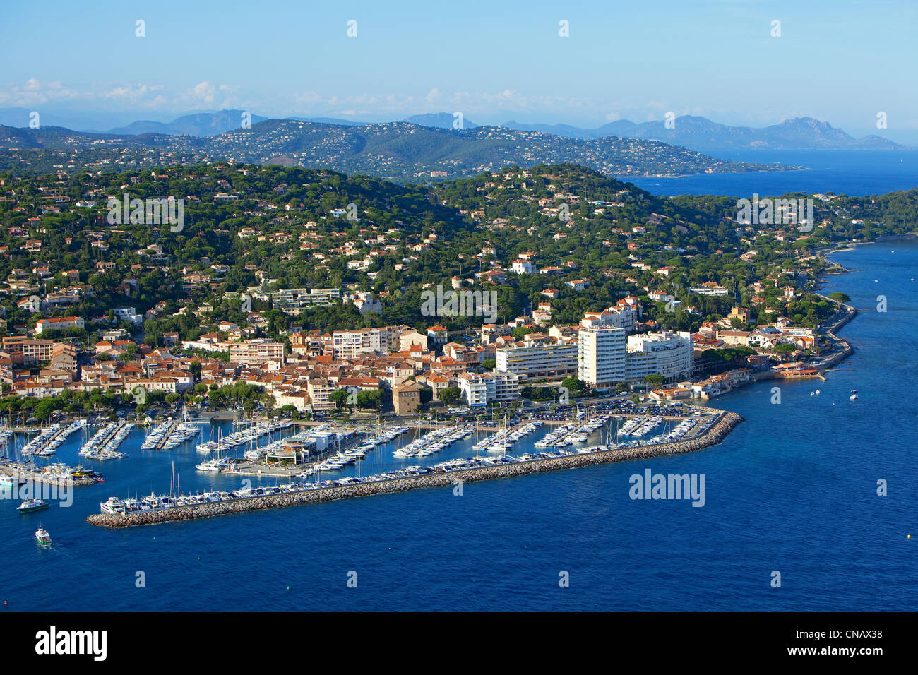France, Var, Golfe de Saint Tropez, Sainte Maxime, the port, the Maures ...