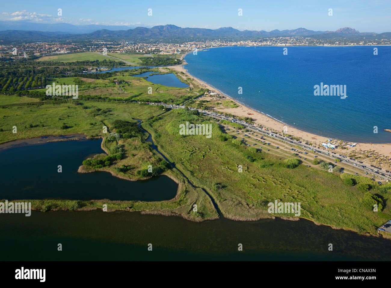 France, Var, Golfe de Frejus, Frejus, Saint Aygulf district, beach of ...