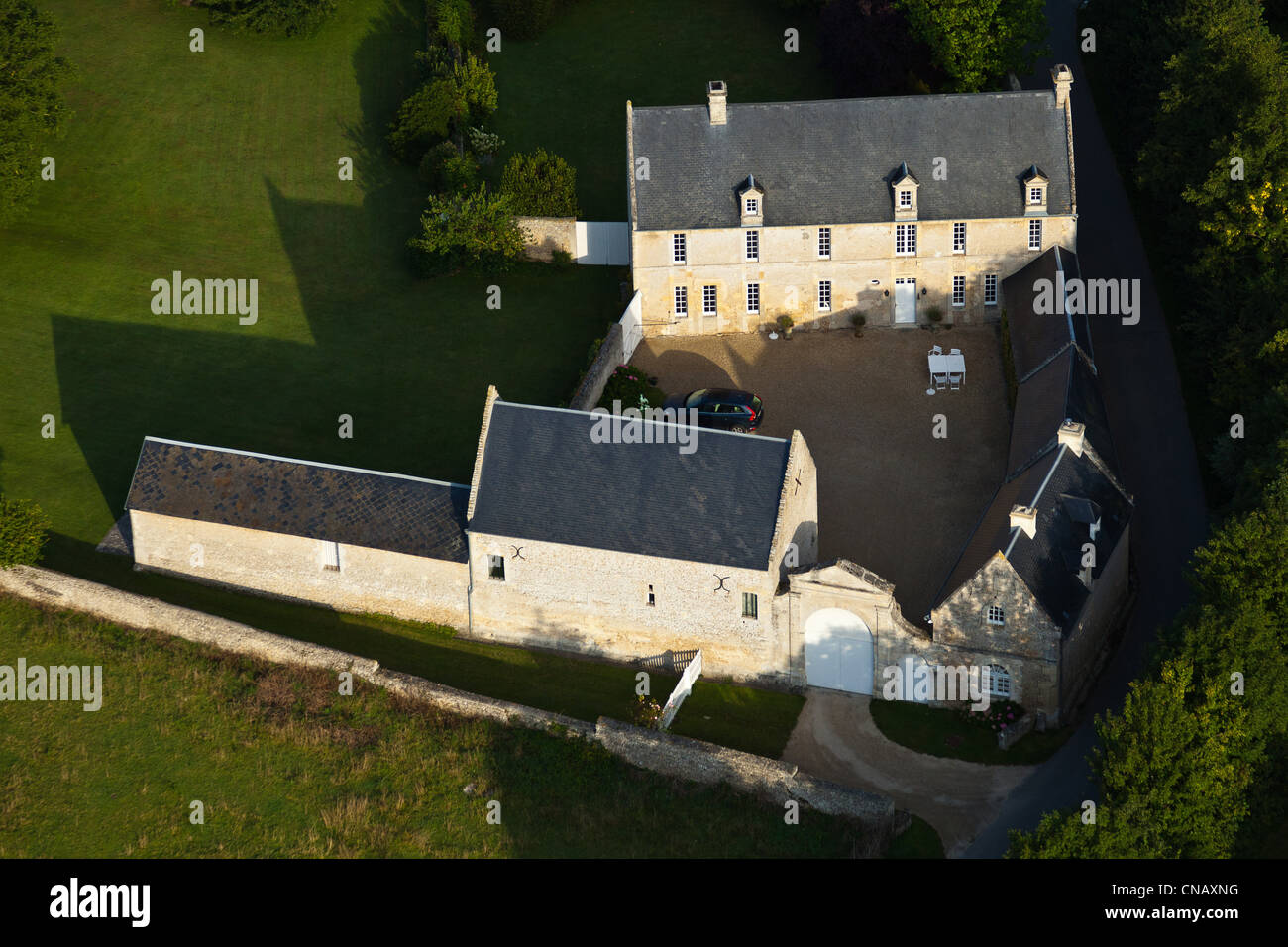 France, Calvados, Ver sur Mer manor house (aerial view Stock Photo - Alamy
