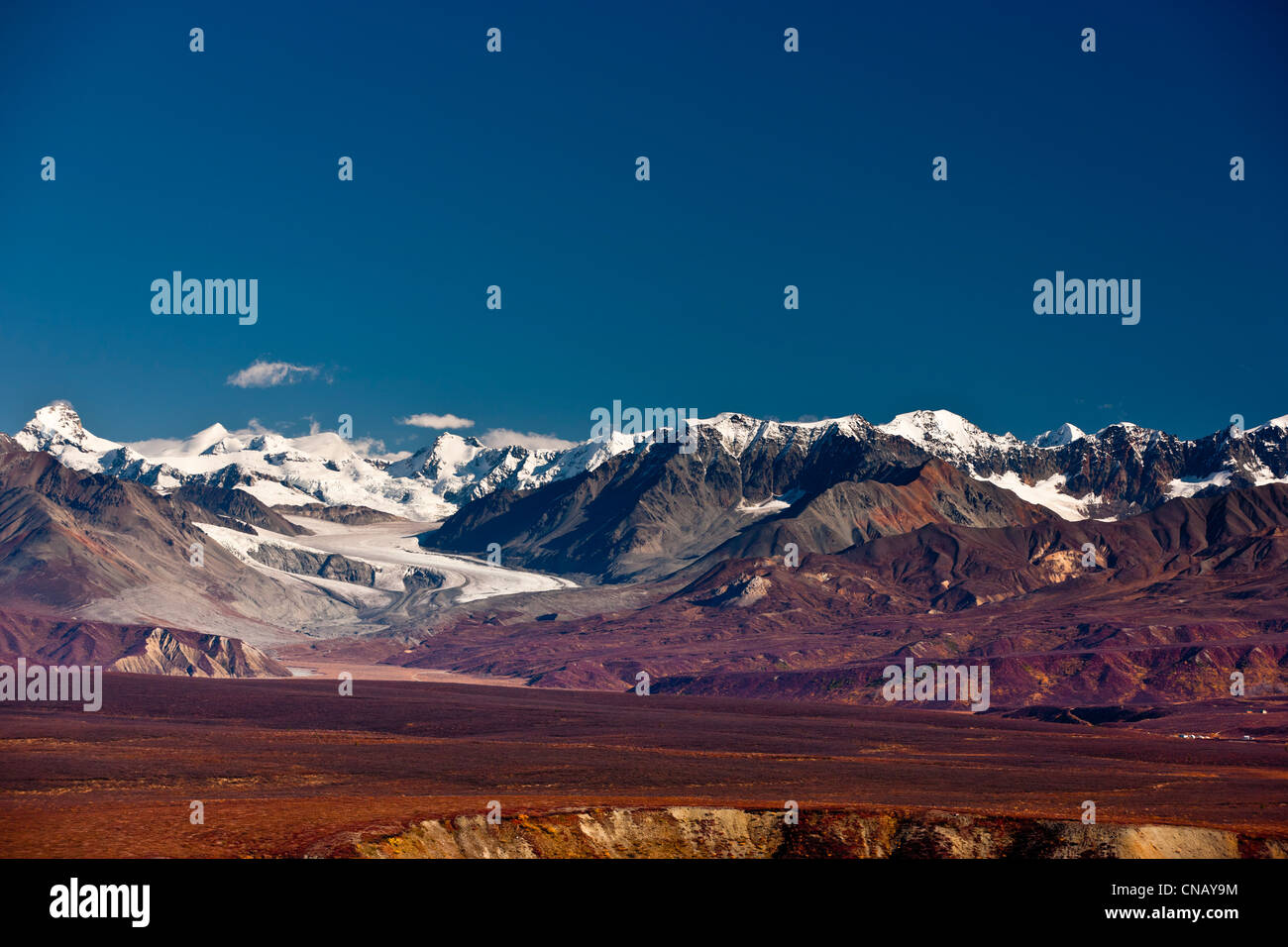 Panorama of the Alaska Range from the Denali Highway, Paxson, Interior ...