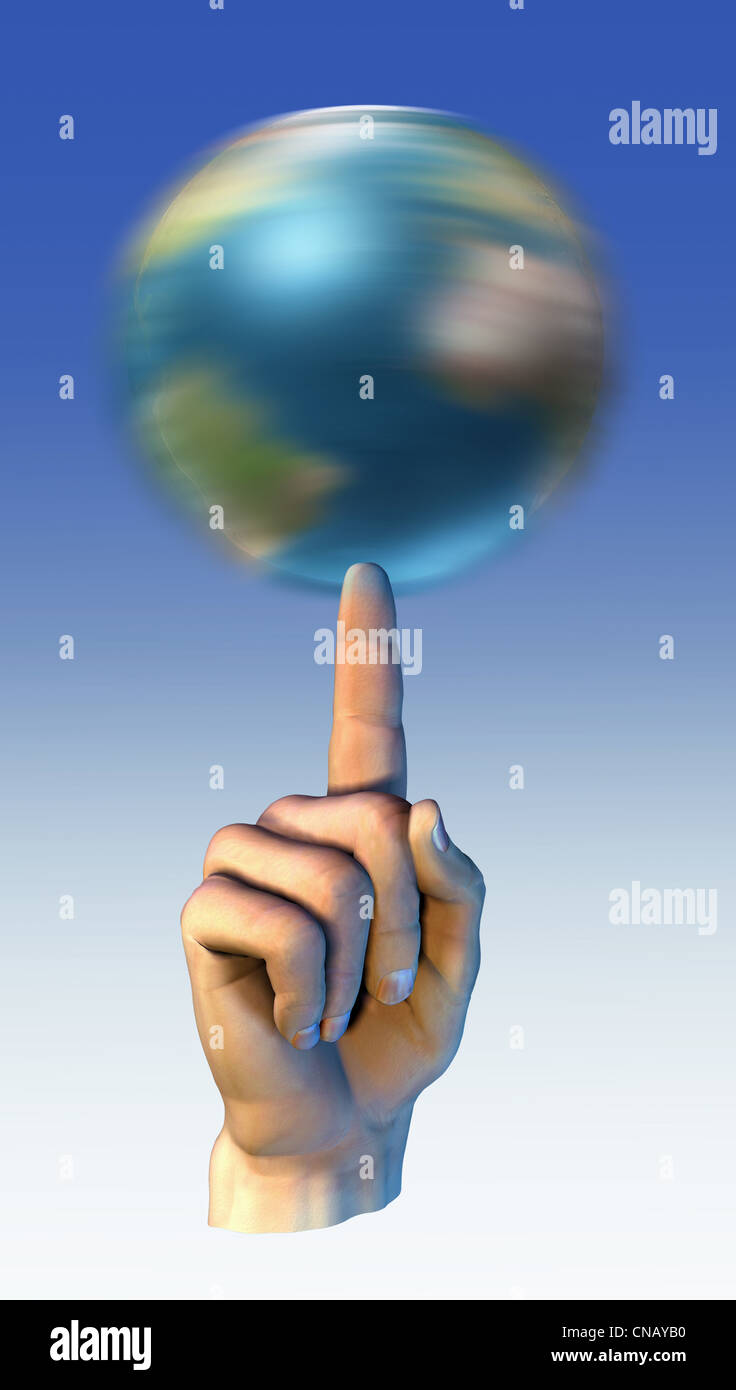 Spinning Globe On Finger Globe Spinning On Tip Of Mans Finger High Res