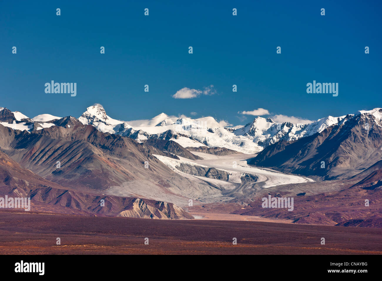 Panorama of the Alaska Range from the Denali Highway, Paxson, Interior ...