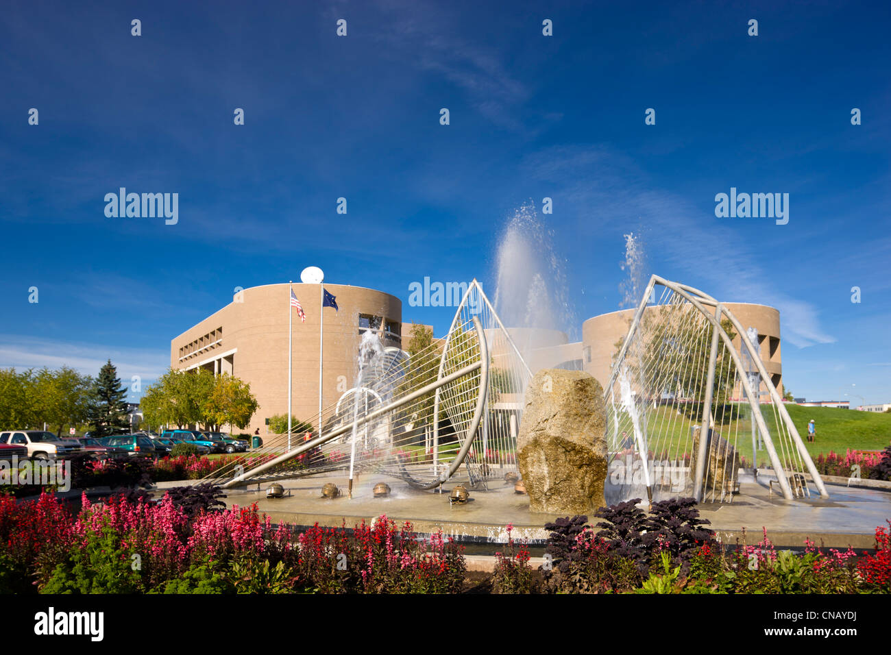 Loussac library and Carl Nesjar ice fountain in Midtown Anchorage ...