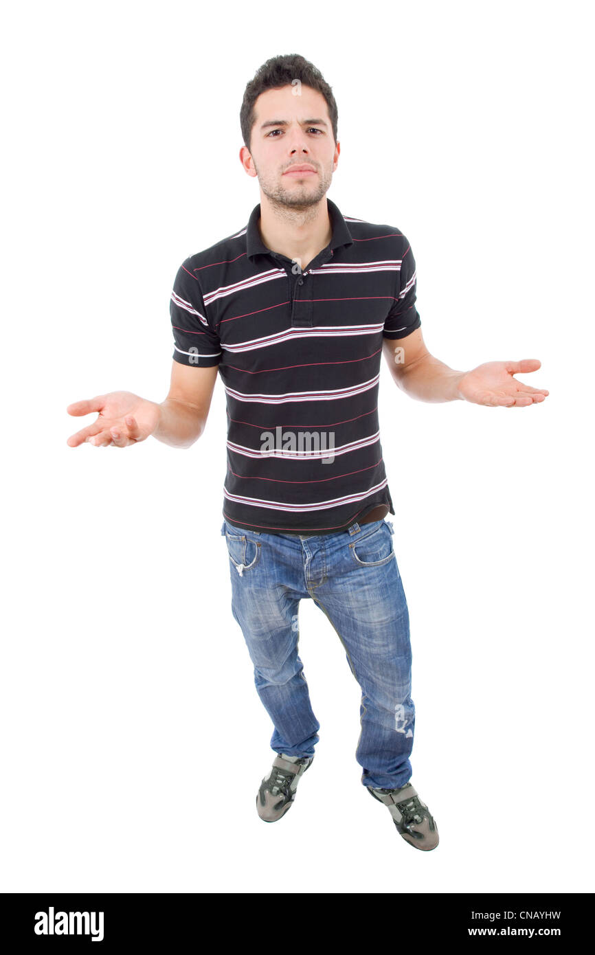young casual man full body waiting, in a white background Stock Photo ...
