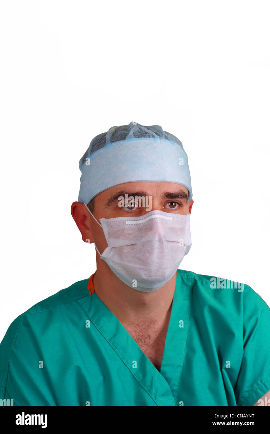 portrait of a surgeon over white background Stock Photo - Alamy
