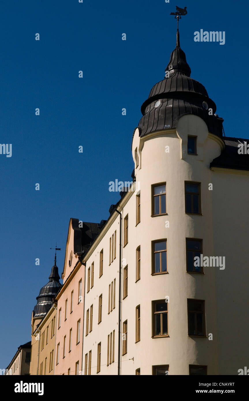 Sweden, Stockholm, quarter and island of Sodermalm, typical buildings ...
