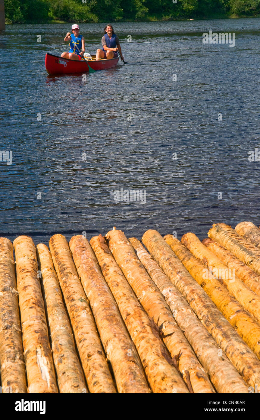 Sweden, Central area, Varmland County, timber raft boat on Klaralven ...