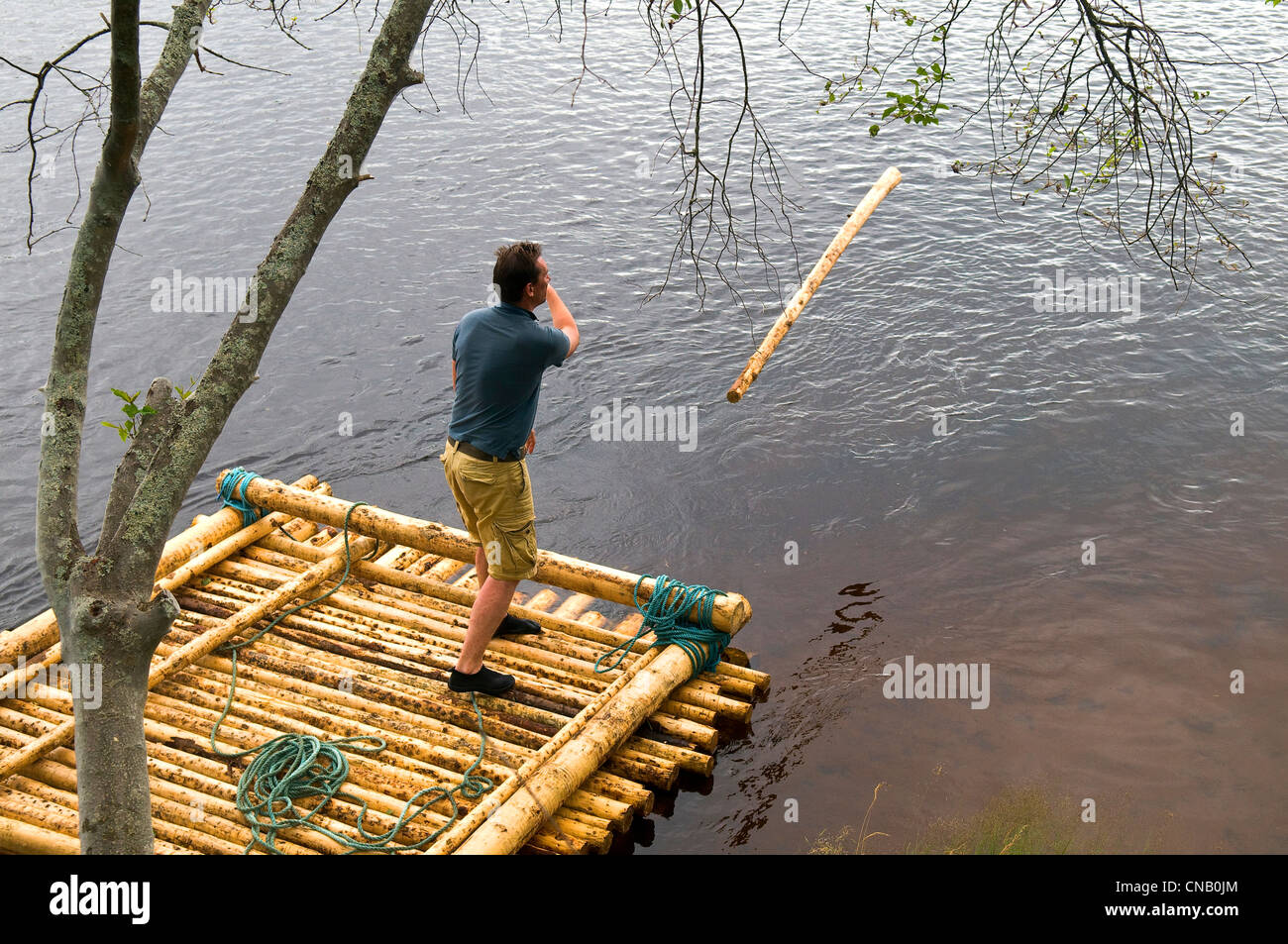 Sweden, Central area, Varmland County, timber raft boat on Klaralven ...