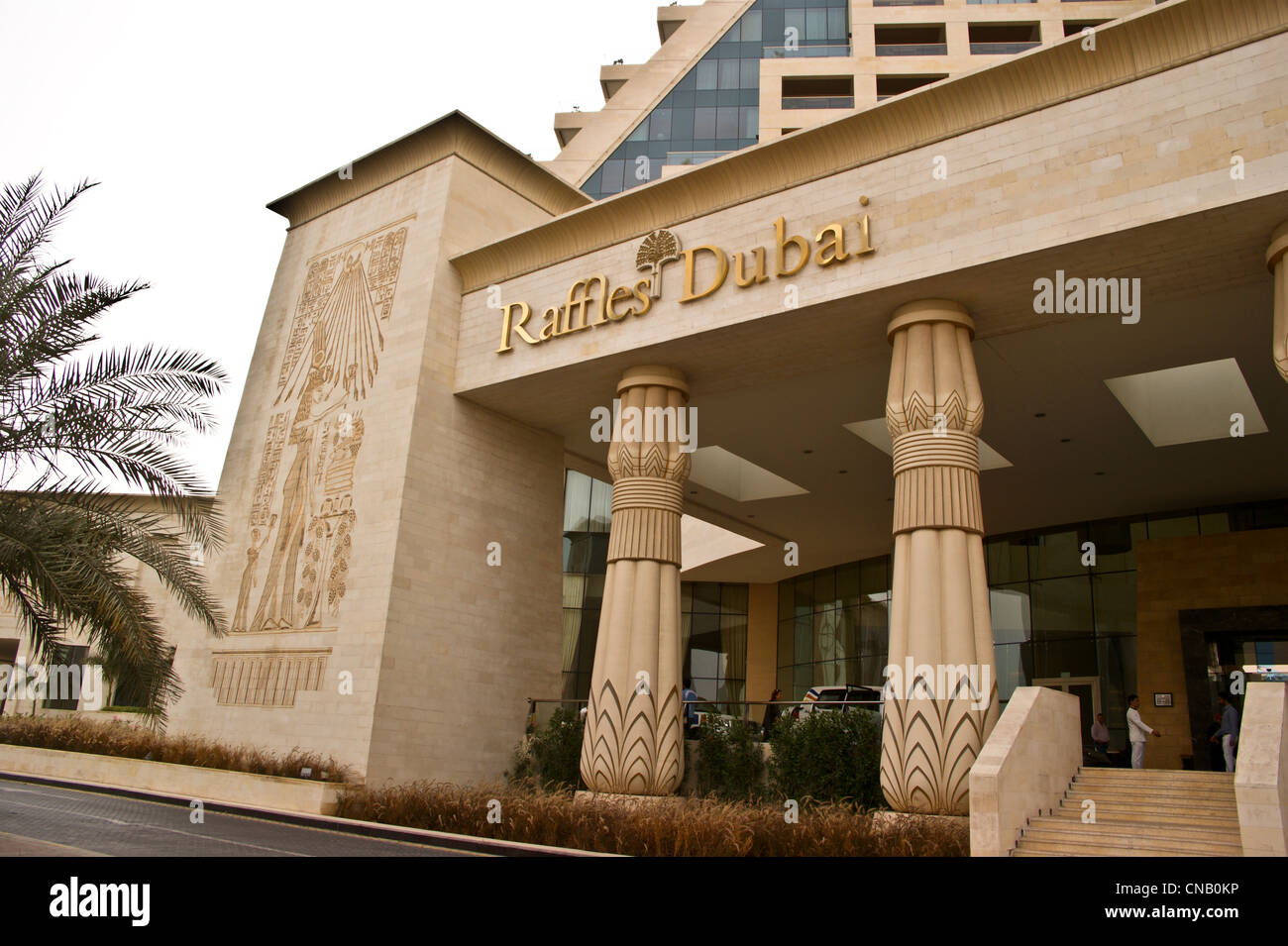 Egyptian styled exterior of Raffles Hotel, Dubai, United Arab Emirates ...