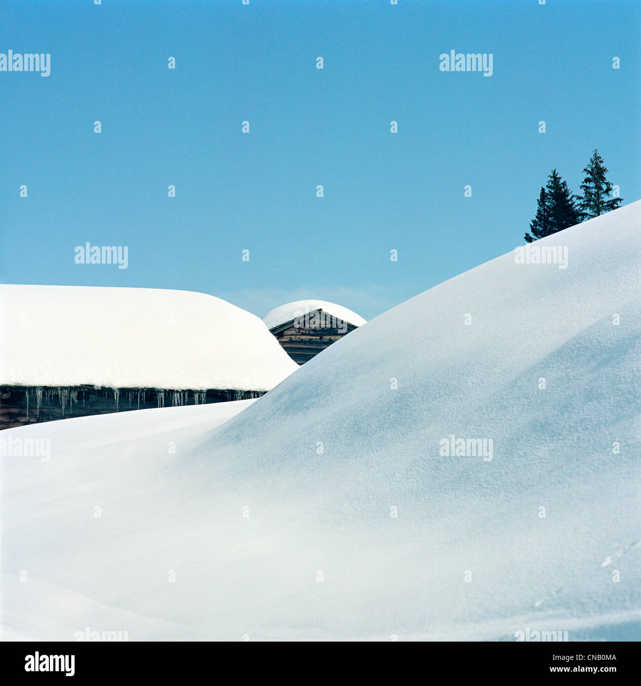 Buildings in snowy landscape Stock Photo - Alamy