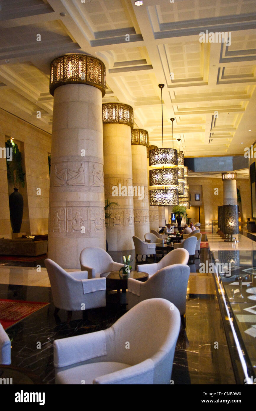 Egyptian styled lobby interior of Raffles Hotel, Dubai, United Arab ...