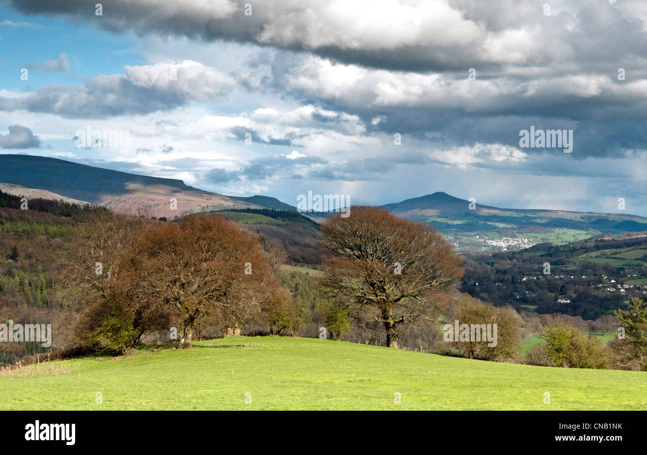 Brecon Beacons landscape showing the Sugarloaf Mountain in the Black ...