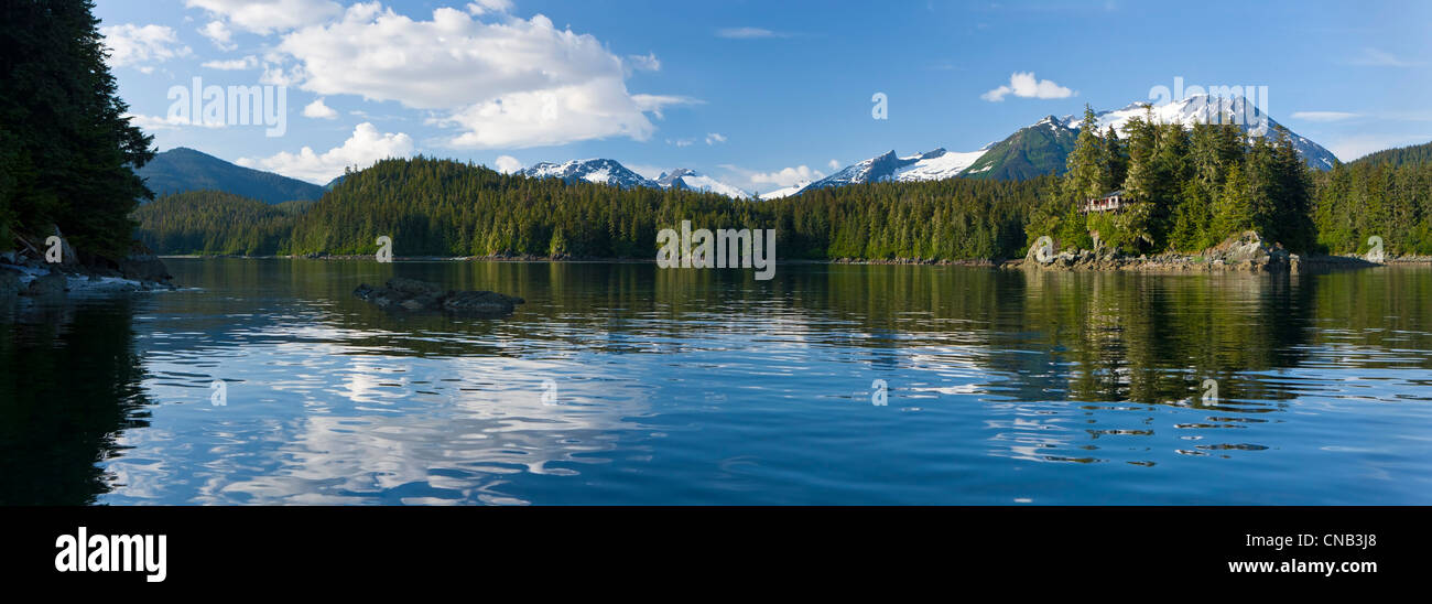 Panorama view of Amalga Harbor near Juneau, Inside Passage, Coast Range ...