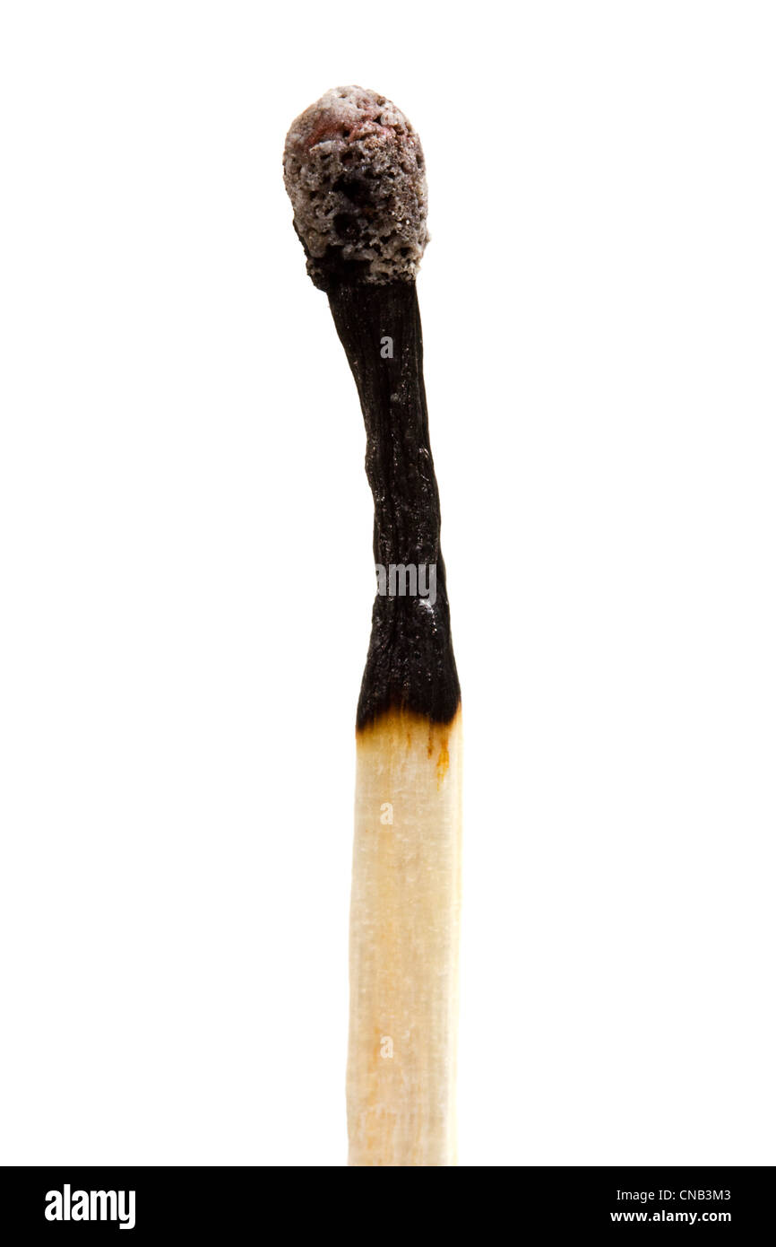 Burned match stick on a white background Stock Photo - Alamy
