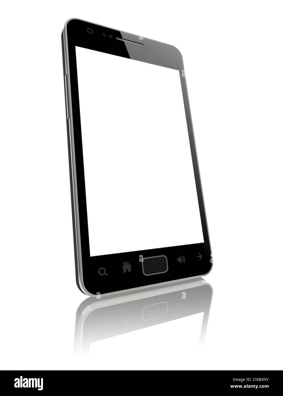 Modern smart phone with blank screen isolated on white. Include ...