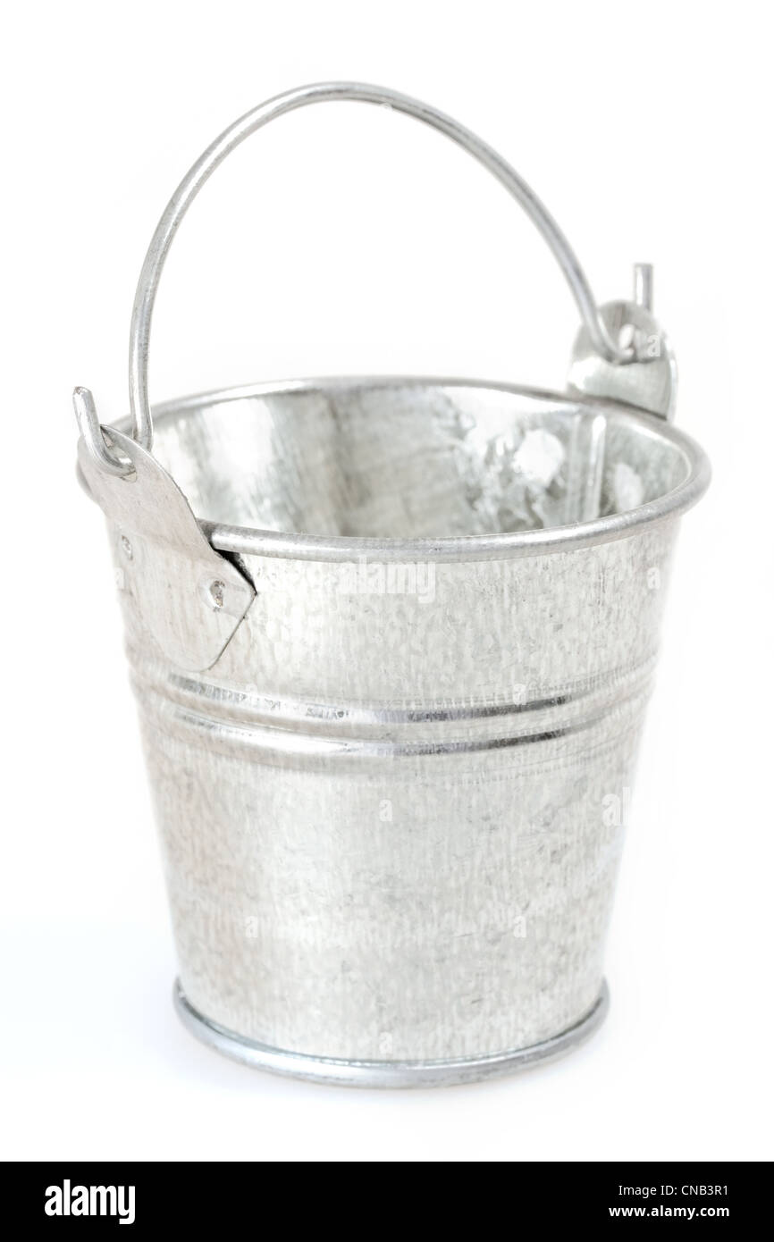 Empty steel bucket over white Stock Photo - Alamy
