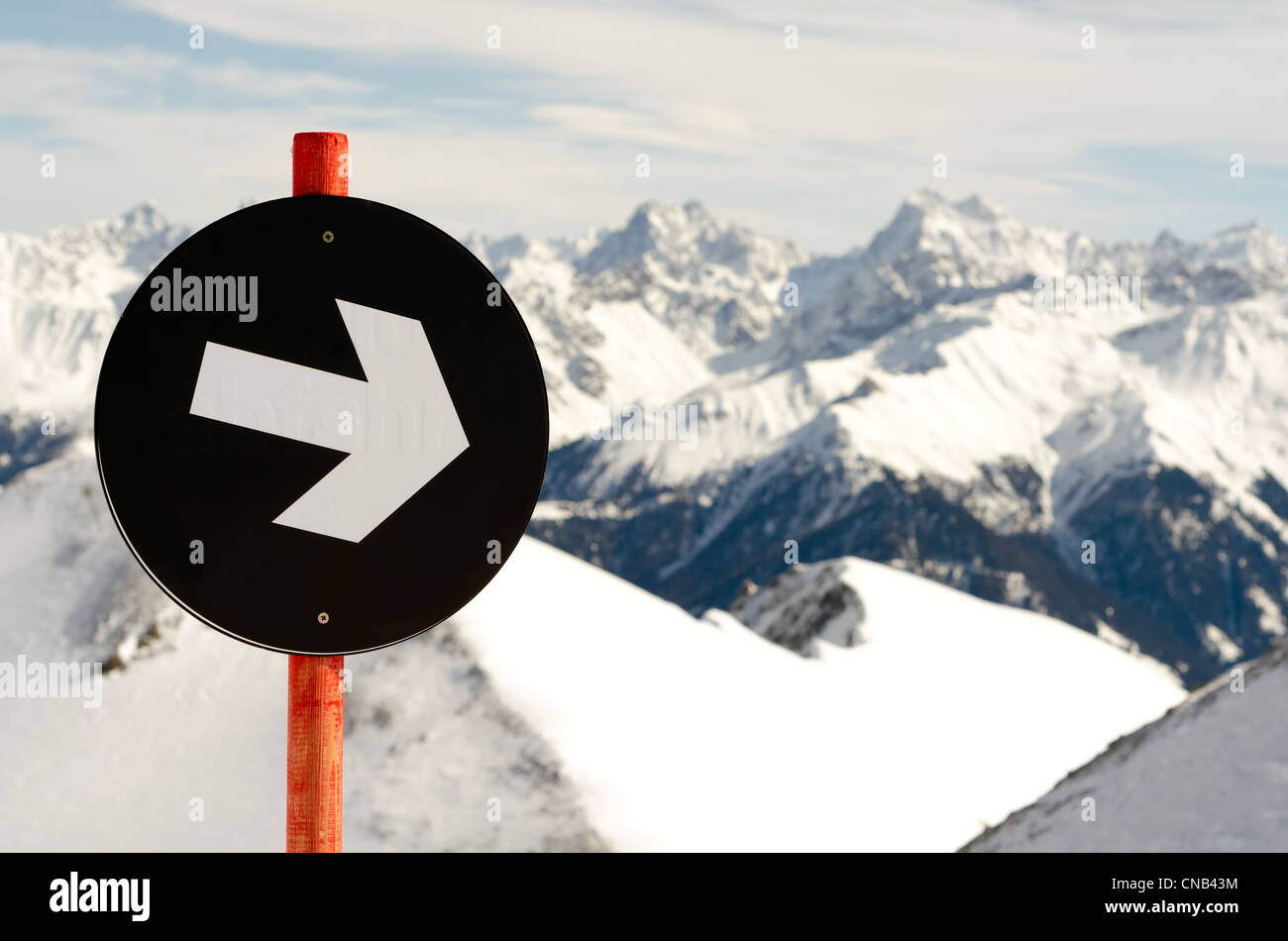 a black sign indicates the degree of difficulty of a ski runway Stock ...