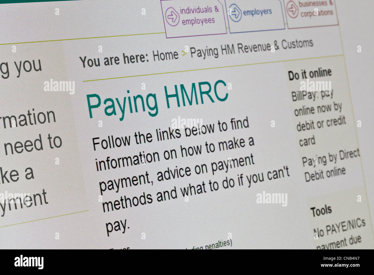 HMRC website page Stock Photo - Alamy