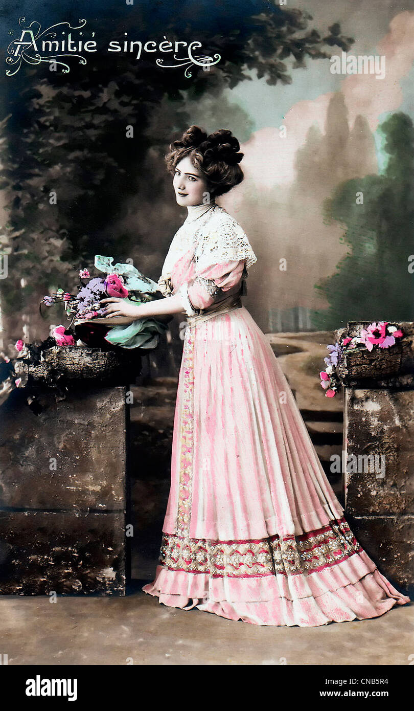 Amitie Sincere - Sincere friendship - Vintage French postcard Stock ...