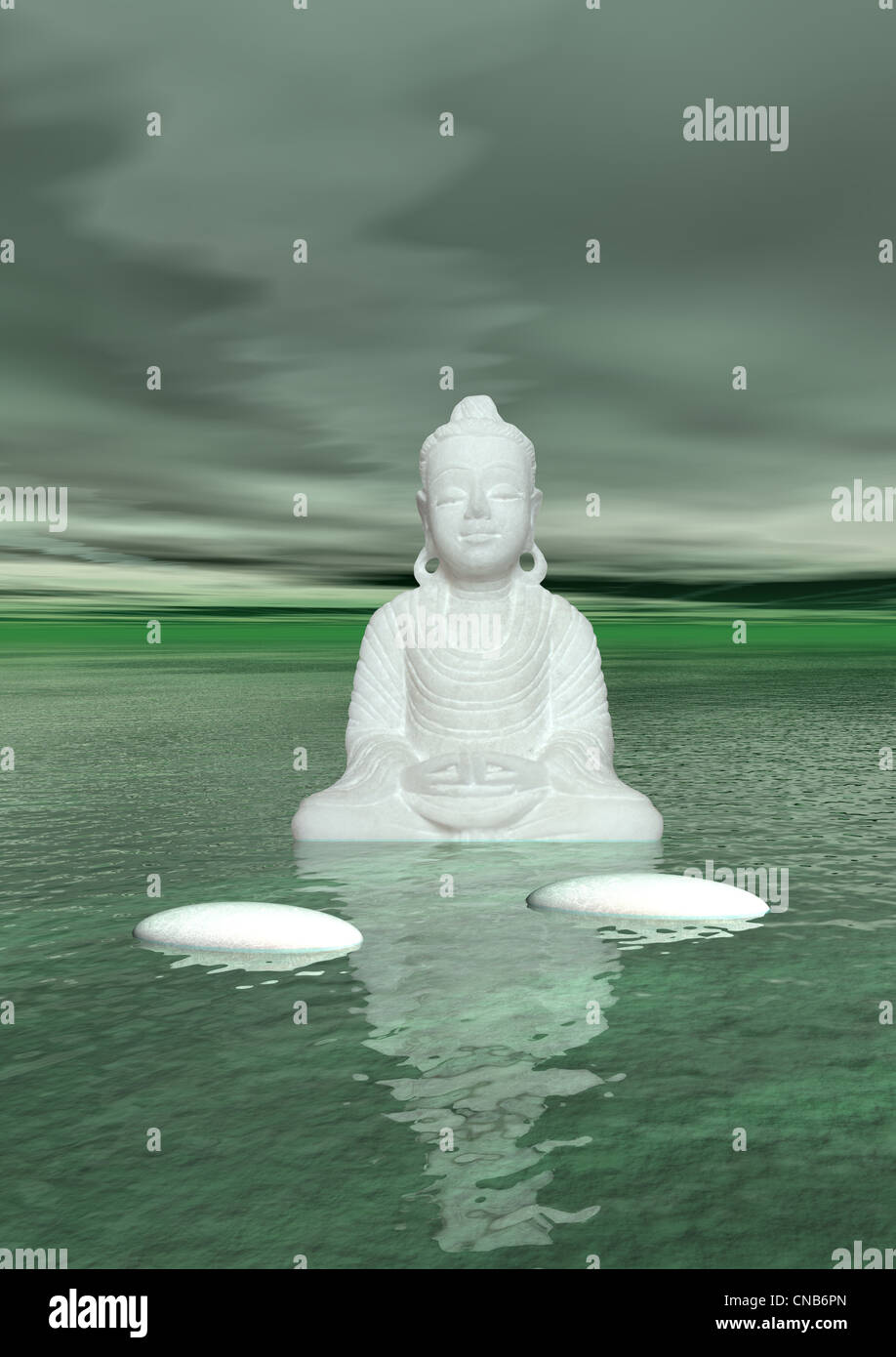 buddha green and steps Stock Photo - Alamy