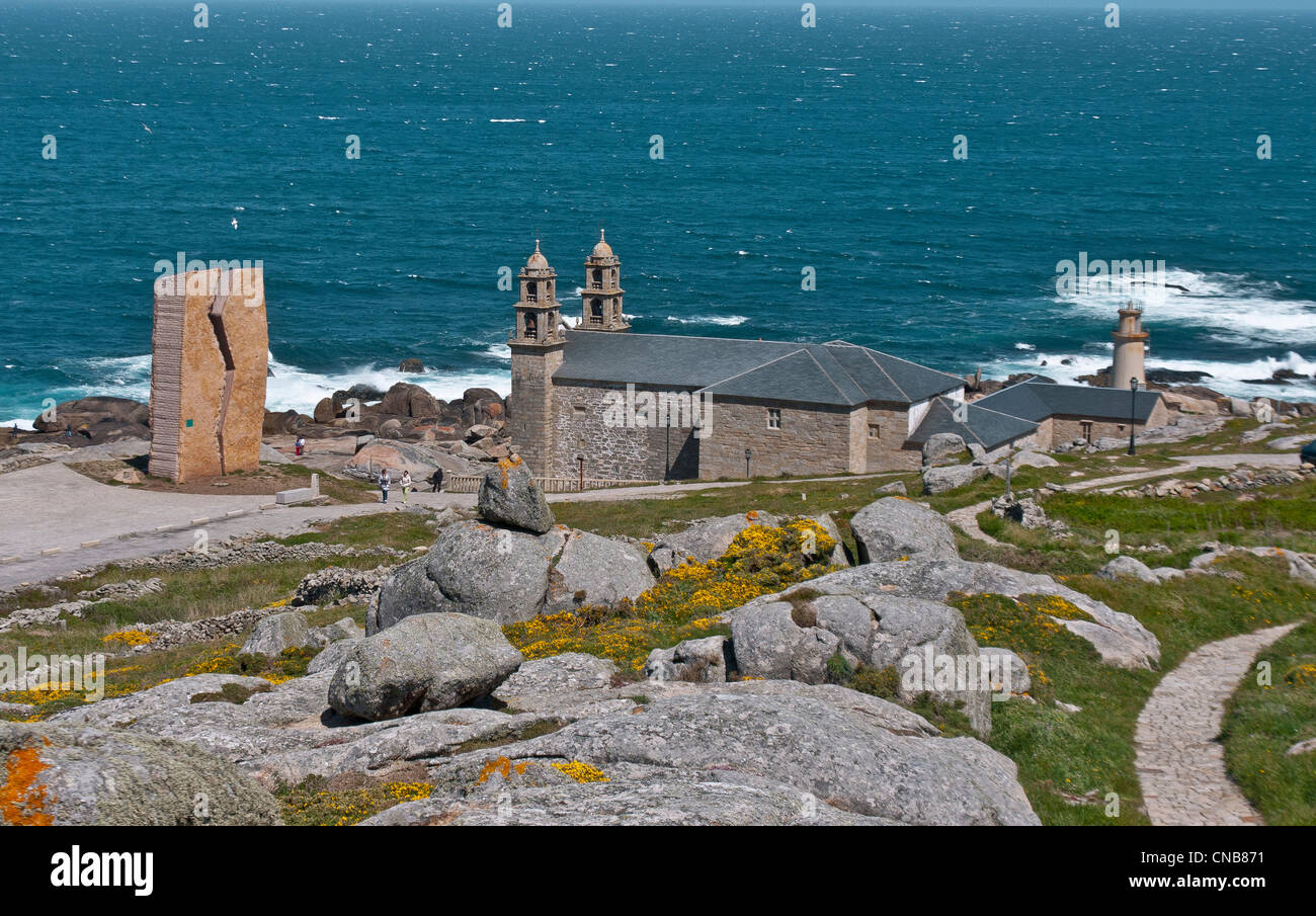 Spain, Galicia, Muxia, Punta da Barca, church and sanctuary Santa Maria ...