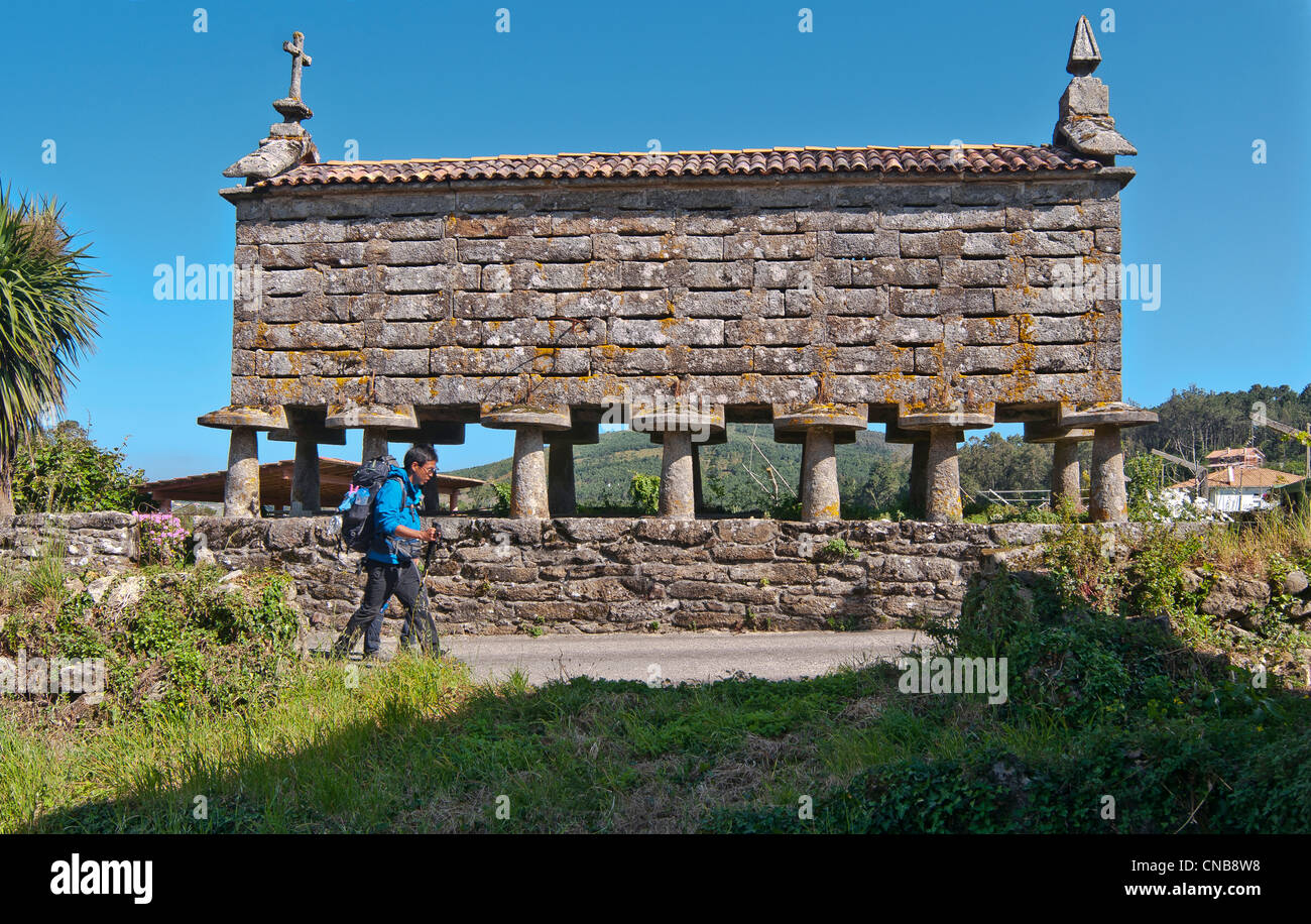 Spain, Galicia, Horreo Lira (raised granary) on the way to Fisterra to ...