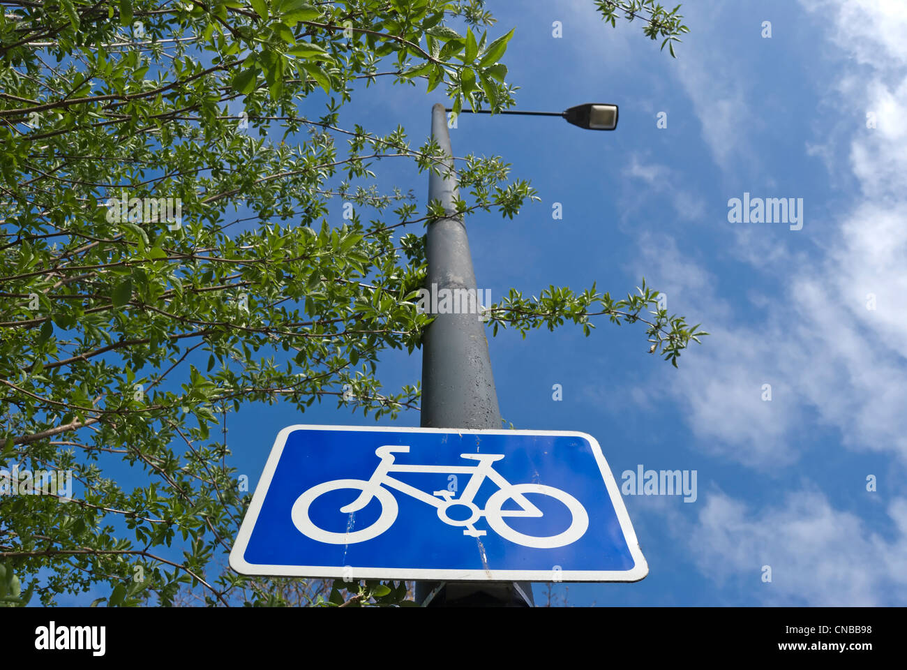 british blue and white road sign indicating a cycle lane Stock Photo ...
