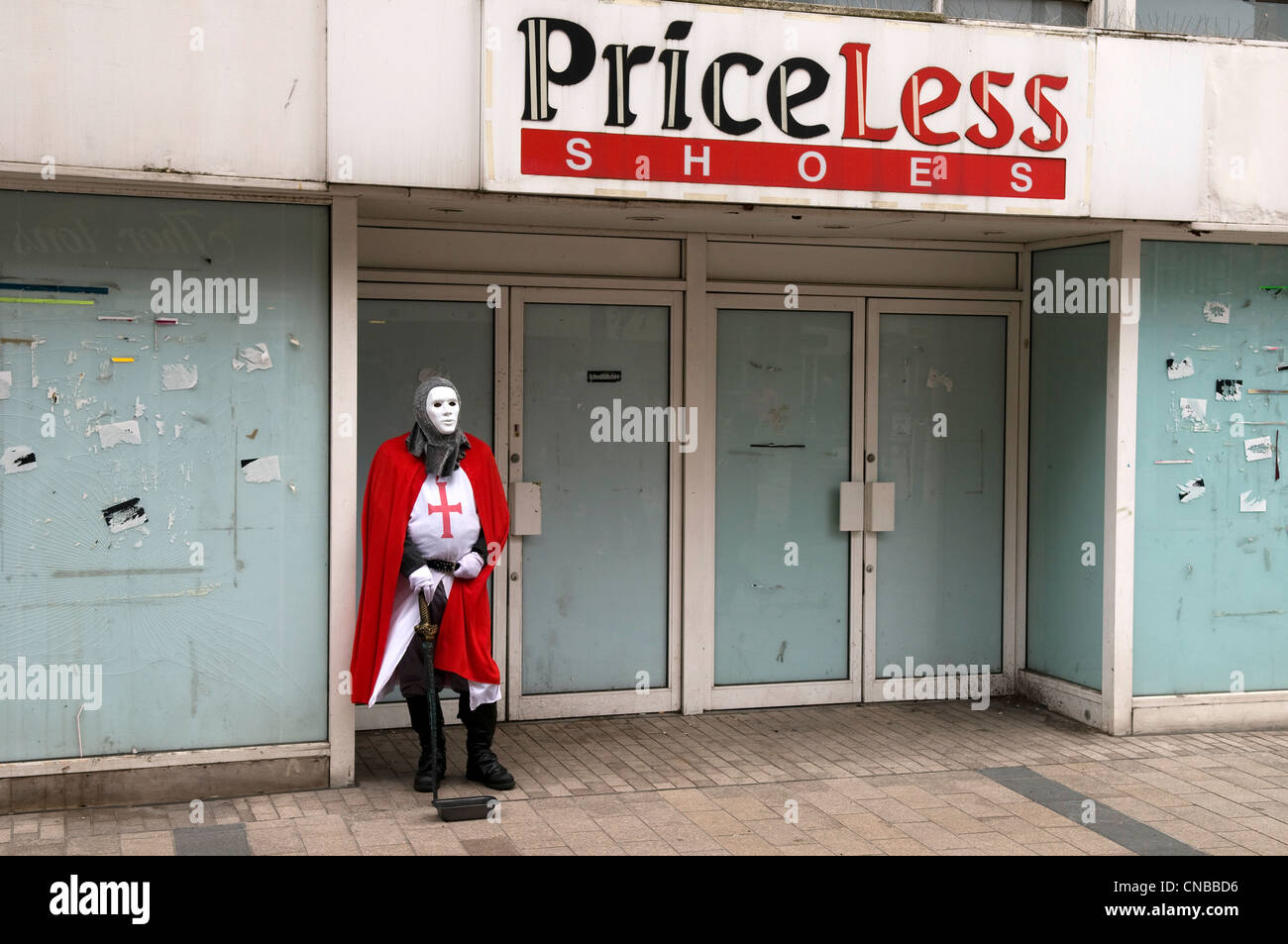 United Kingdom, Northern Ireland, Belfast, man dressed up in the city ...