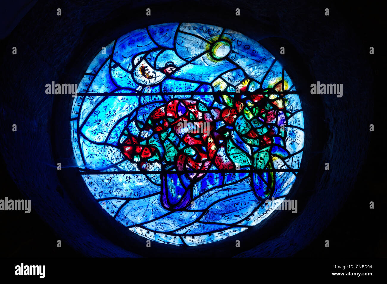 France, Correze, chapel of Le Saillant, stained glass window of Marc ...