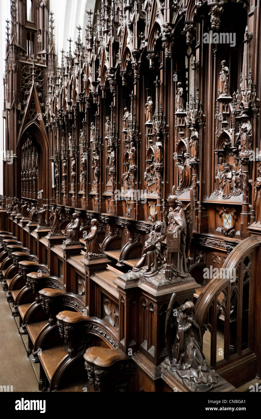 Carved wooden gothic choir stalls hi-res stock photography and images ...