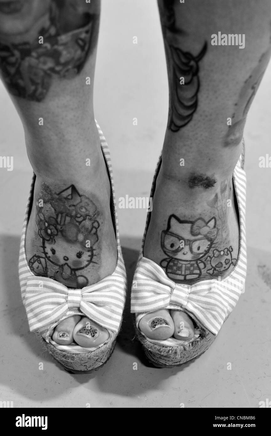 Hello Kitty Tattoos On Foot