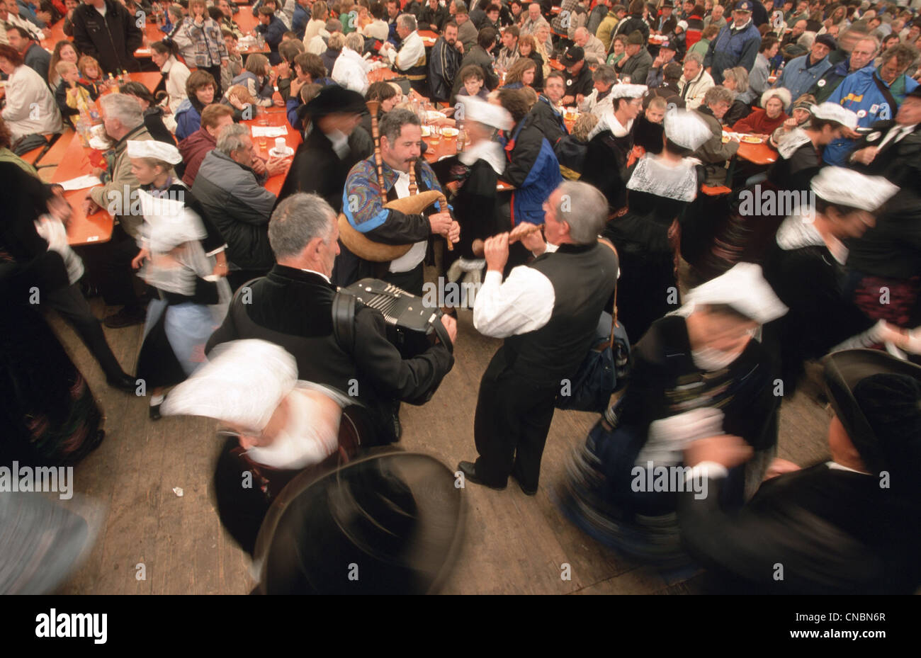 A Breton folk dance group performing in a marquee, Rosstag in St ...