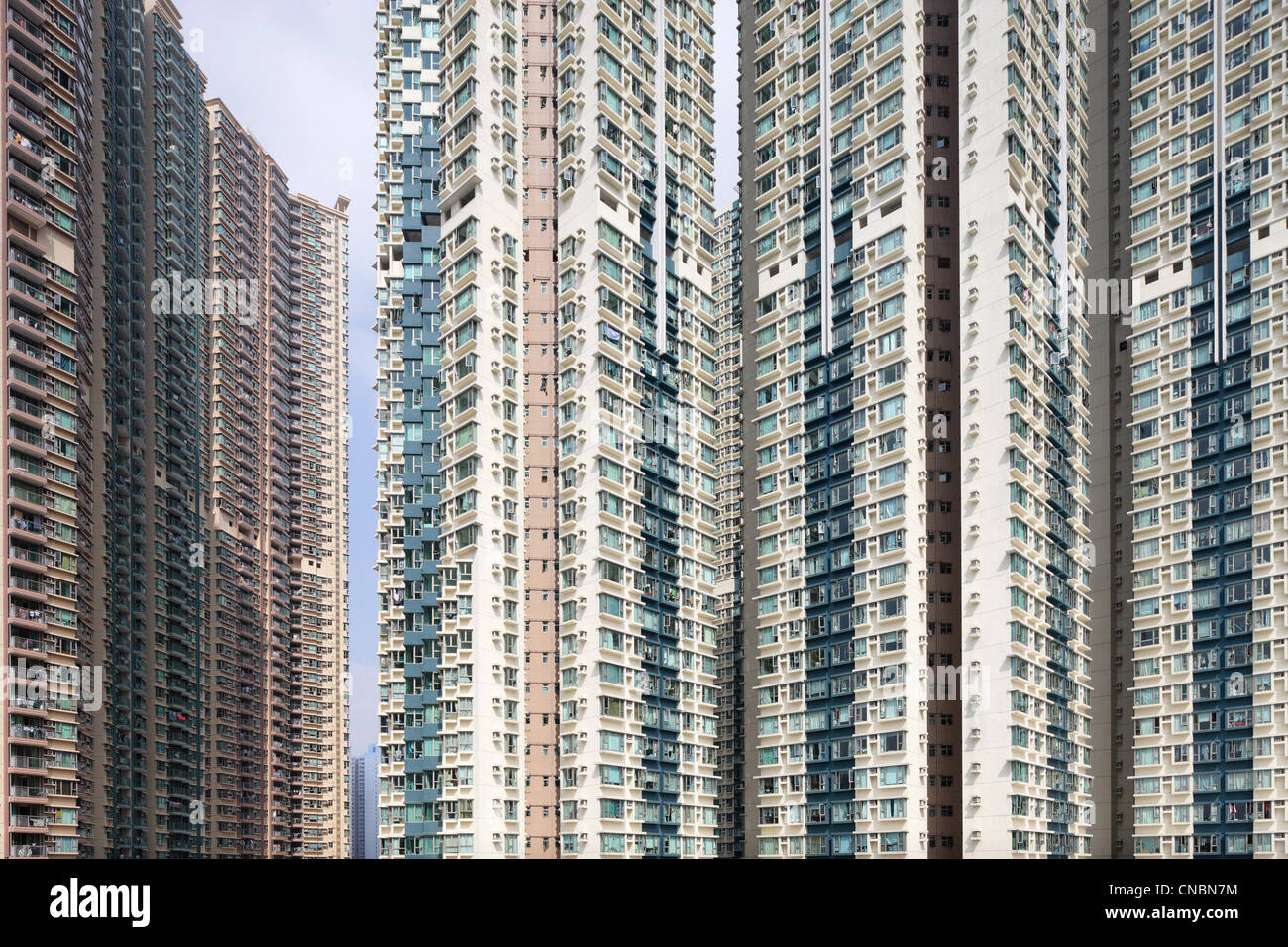 High-rise blocks of flats in a new housing estate in the Kowloon district, Hong Kong, China ...