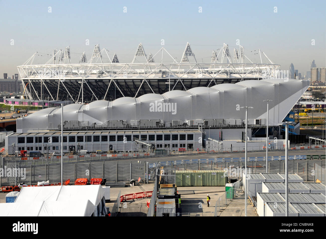 View looking down from above Olympic Park water polo venue located ...