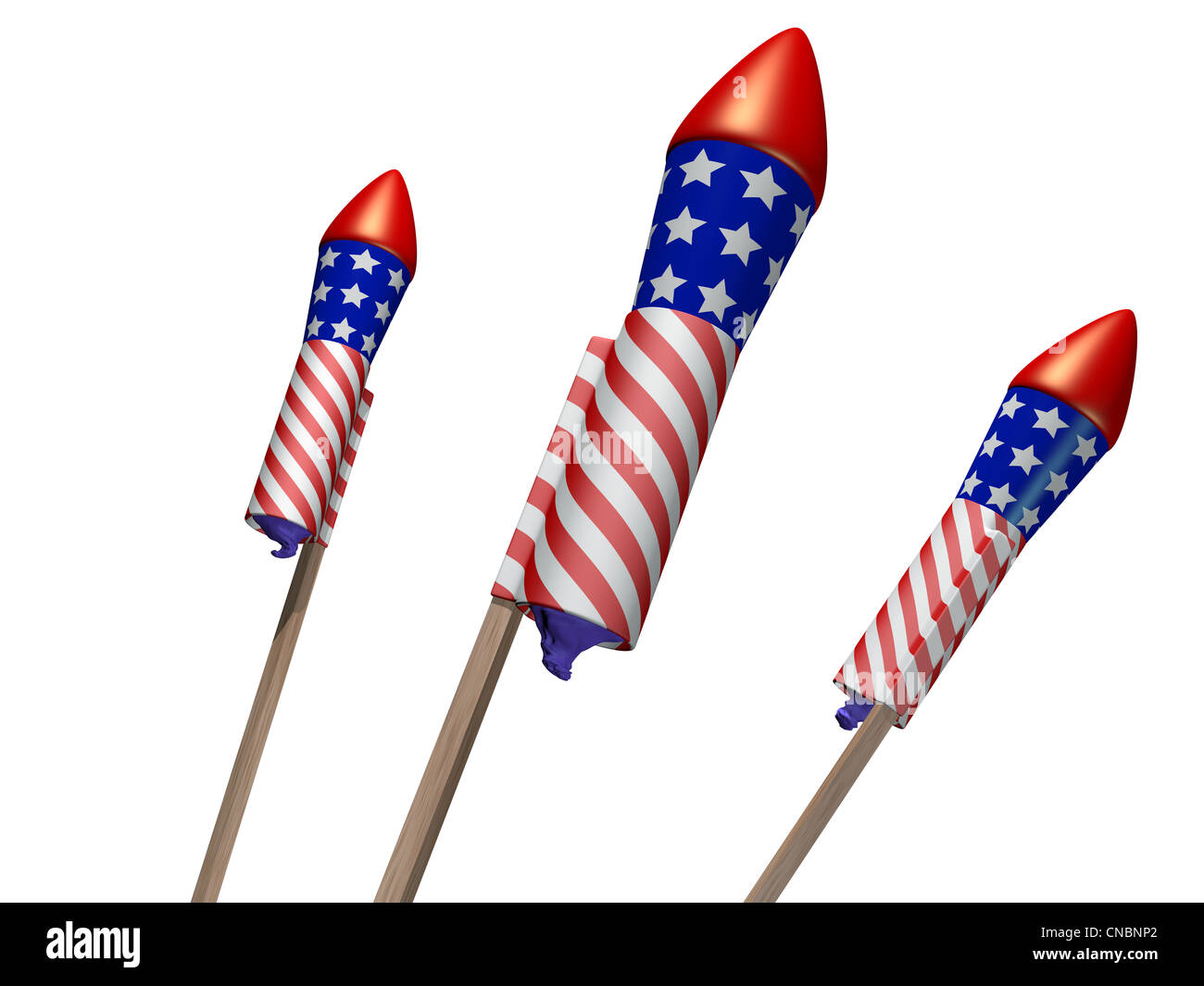 Three celebratory rockets set up ready to launch Stock Photo - Alamy
