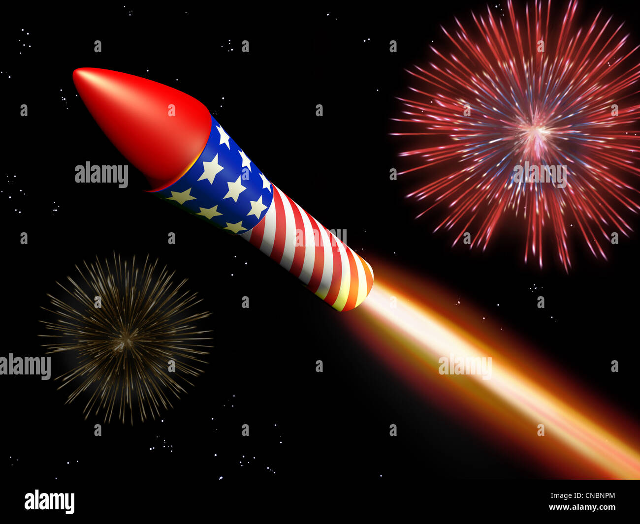 USA firework flying through the air about to explode Stock Photo - Alamy