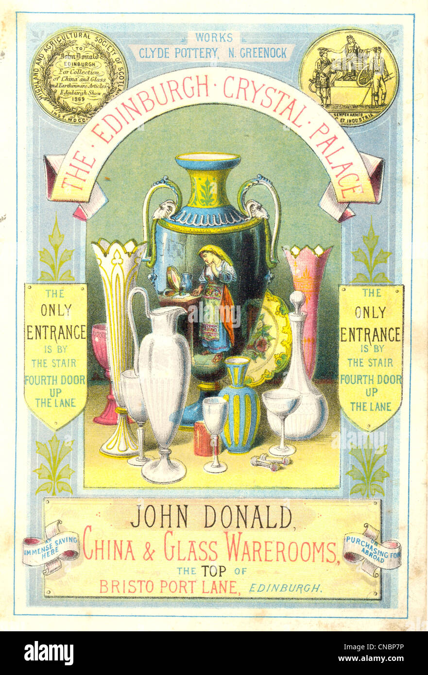 Chromolithographed advertisement for John Donald's China & Glass ...