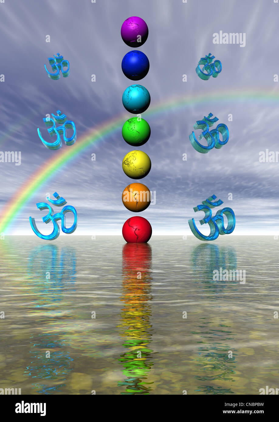 chakra and aum and rainbow Stock Photo - Alamy