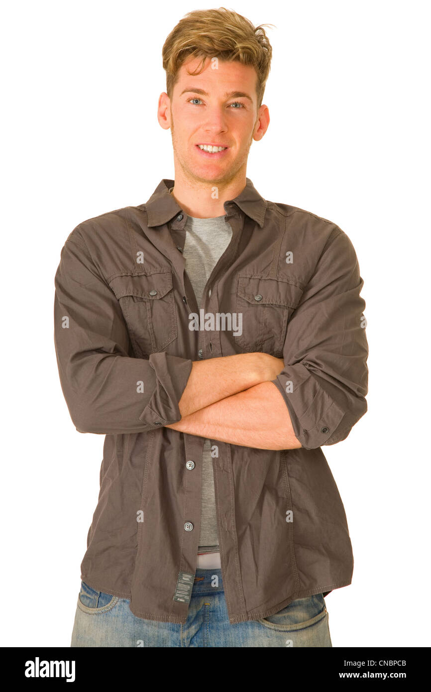 Young man with arms folded Stock Photo - Alamy