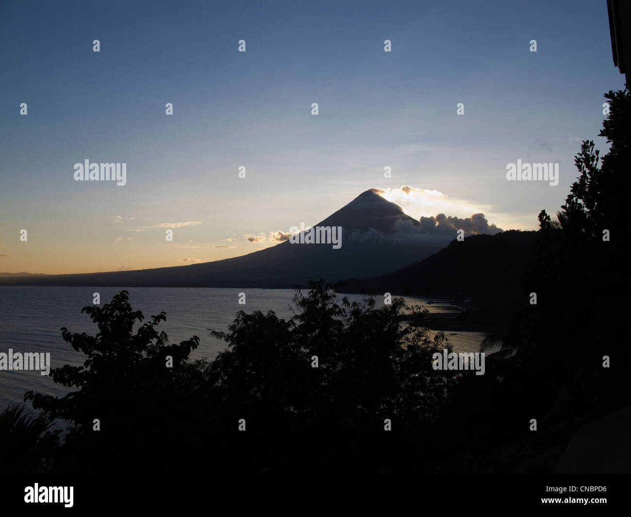 The perfect cone of Mt Mayon volcano near Legazpi in the Philippines ...