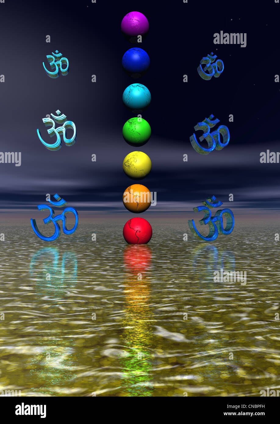 Colored aum / om in chakra Stock Photo - Alamy