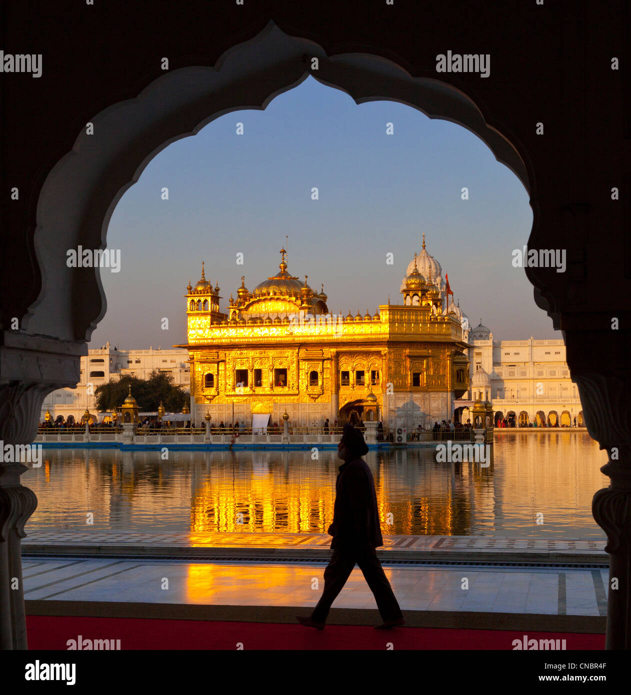 India, Punjab, Amritsar, golden Temple in golden morning light Stock ...