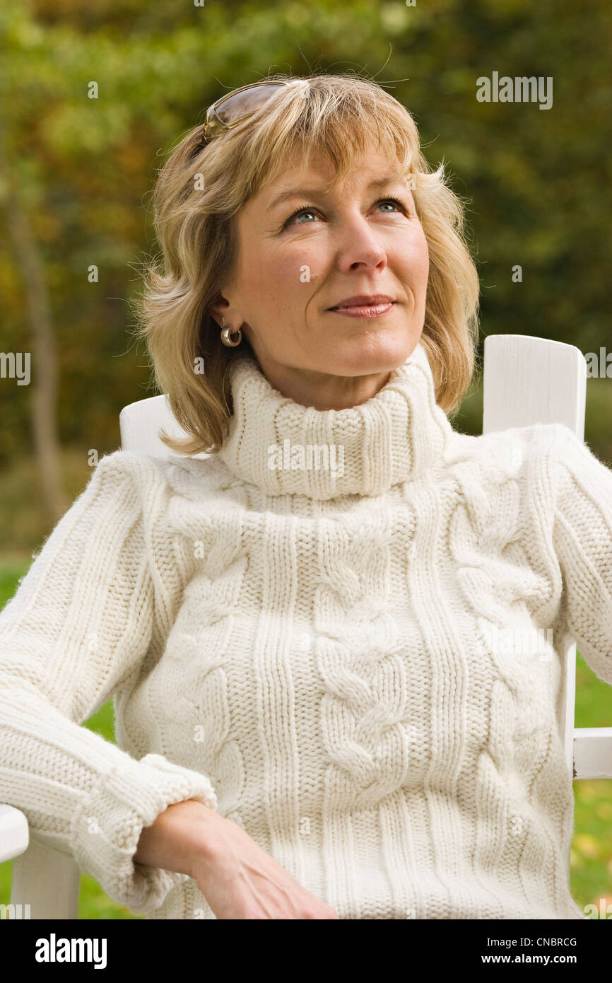 Female 50 thoughtfully hi-res stock photography and images - Alamy