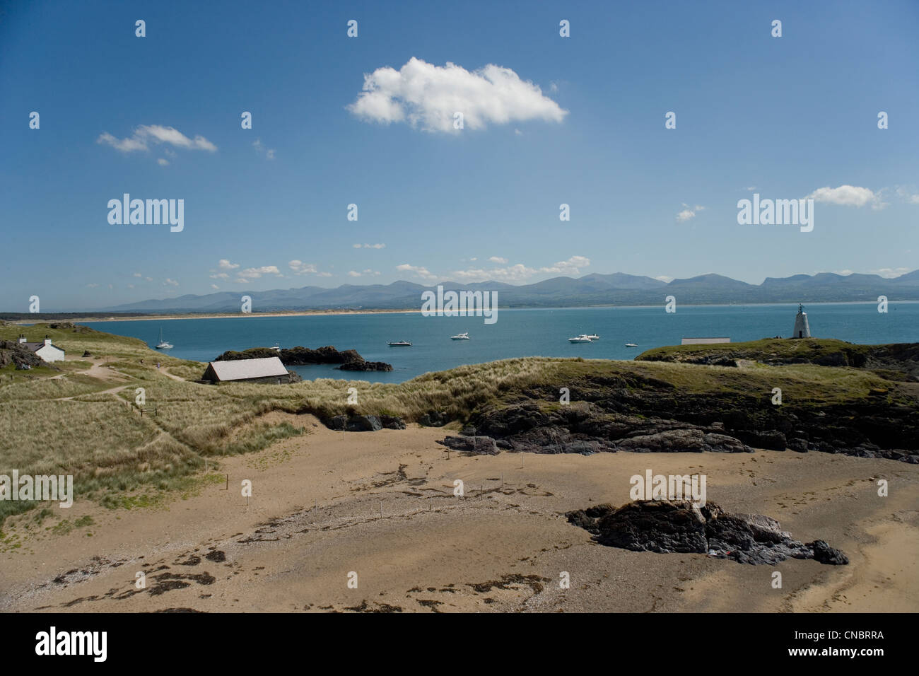 Snowdonia from Llanddwyn island, Anglesey Stock Photo - Alamy