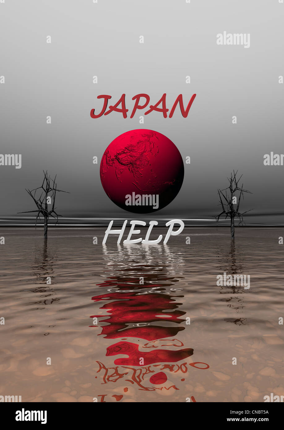 Japan help red and trees Stock Photo - Alamy