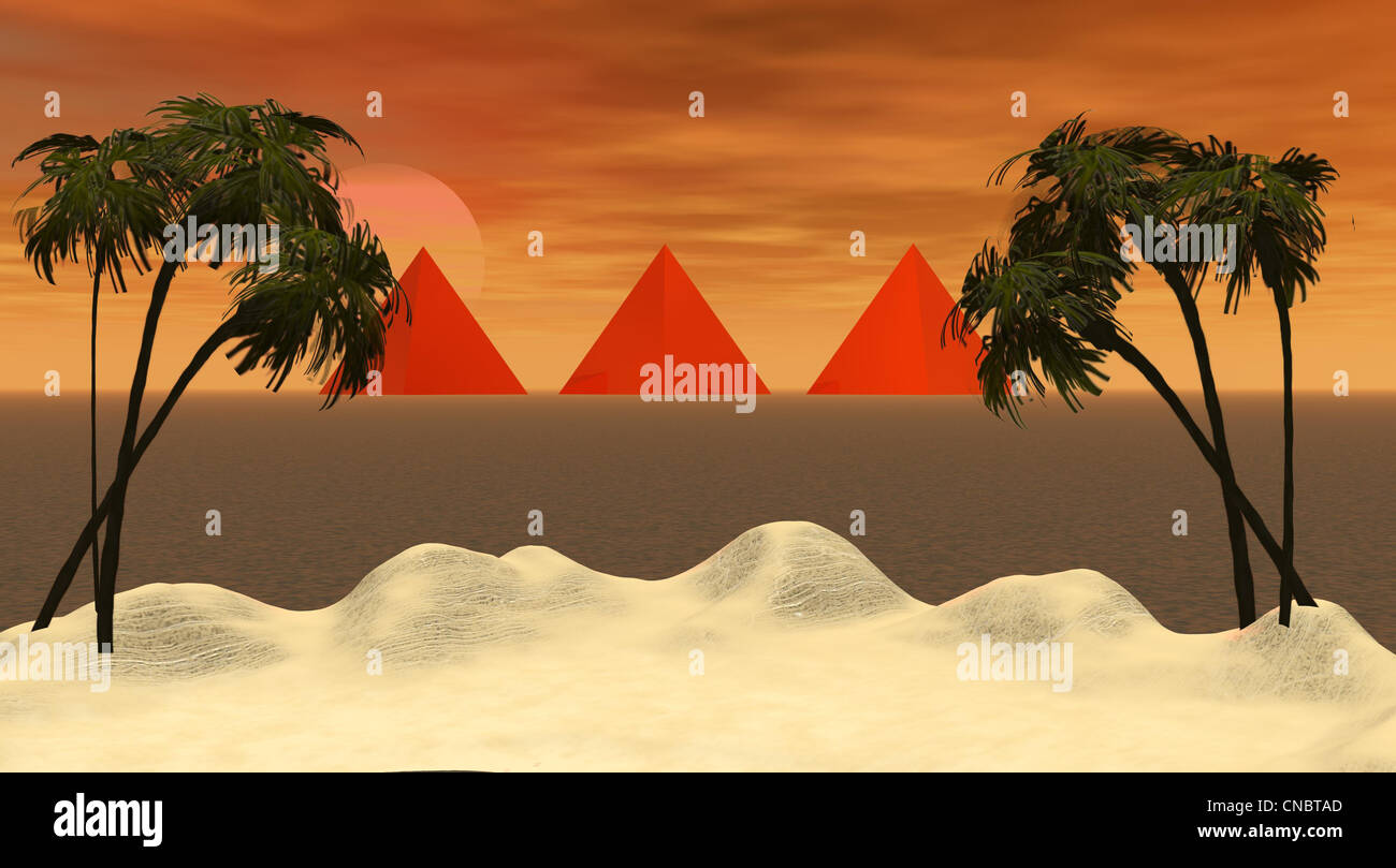 island and three pyramids Stock Photo - Alamy