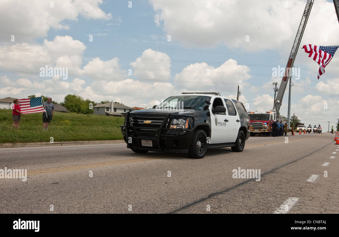 Police vehicle during funeral procession for Austin Texas Police ...