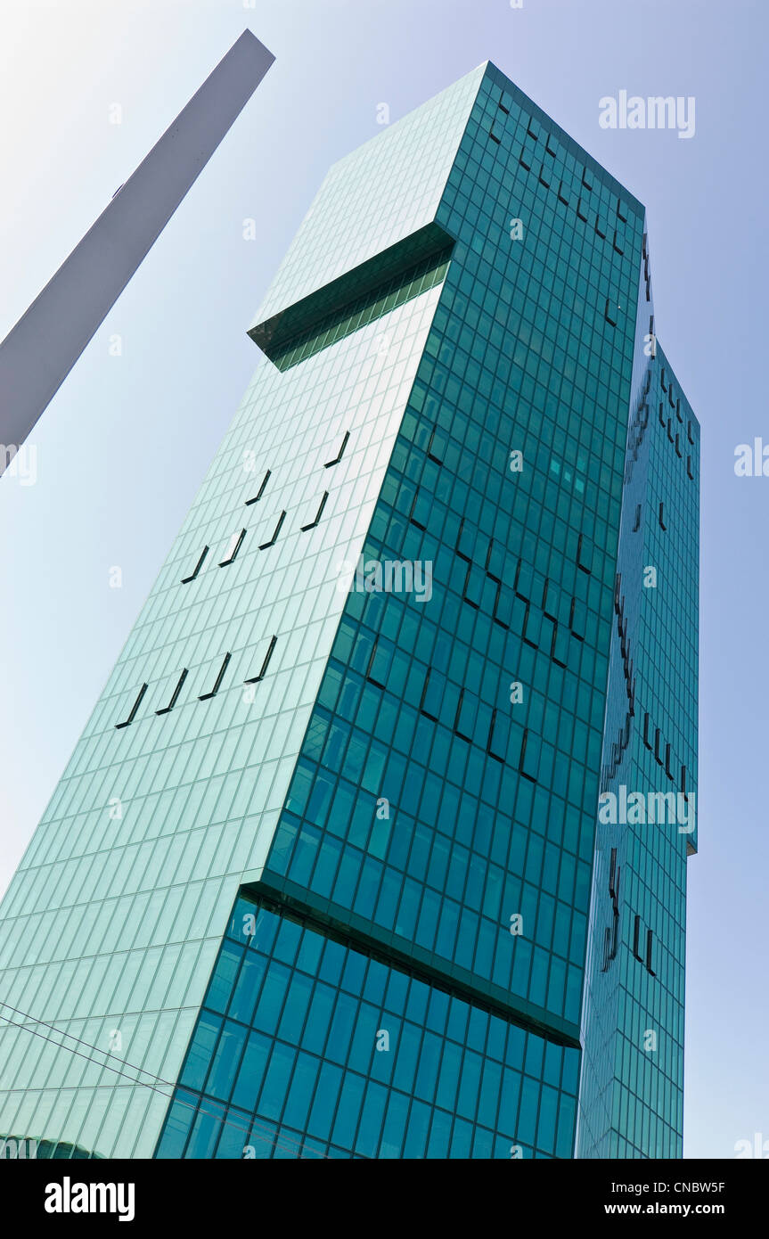 Vertical wide angle of the new skyscraper, Prime Tower or Maag-Tower in ...