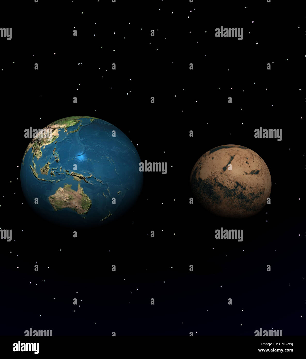 planet world ans planet marst Stock Photo - Alamy