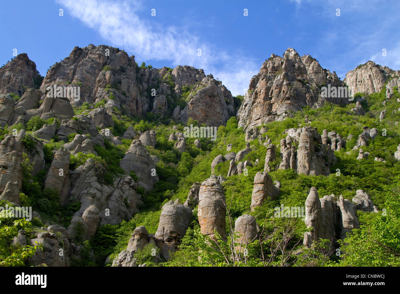 mountain landscape, with amazing rock formations, against the blue sky ...